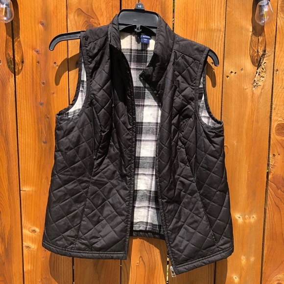 Basic Editions | Jackets & Coats | Basic Editions Black Vest With Plaid ...